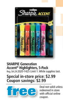 Office Max: FREE 5-pack Sharpie Highlighters - Wheel N Deal Mama