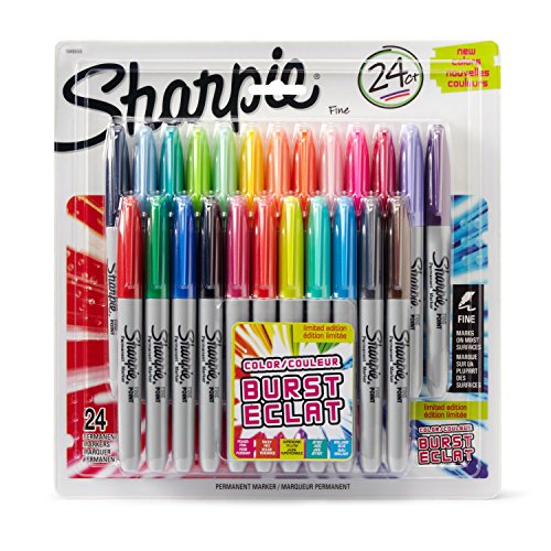 Sharpie Color Burst Permanent Markers, Fine Point, Assorted, 24-Pack ...
