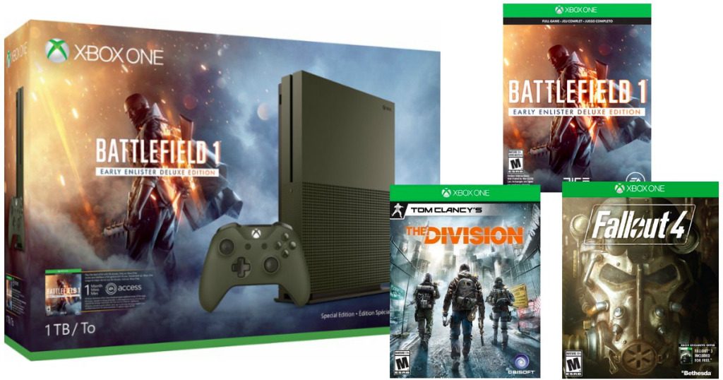 Xbox One S Battlefield 1 Special Edition Bundle + Fallout 4 + The ...