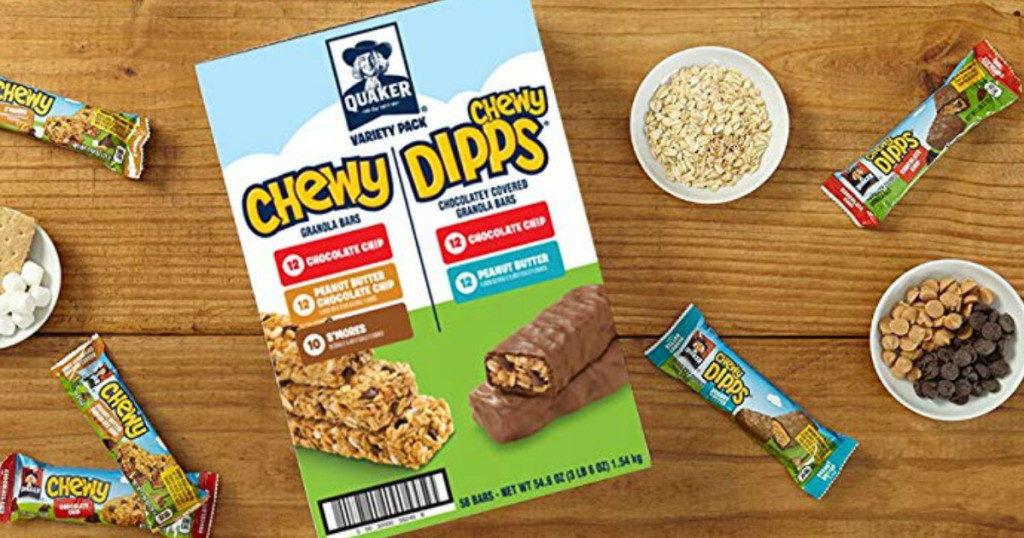 Quaker Chewy Bars 58-Count Dipps & Granola Variety Pack $8.60 Shipped ...